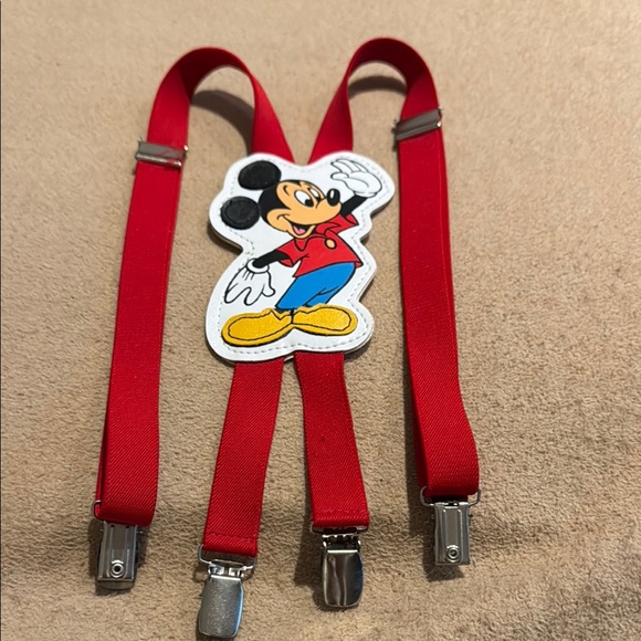 Disney | Accessories | Vintage Disney Red Mickey Mouse Kids Suspenders ...